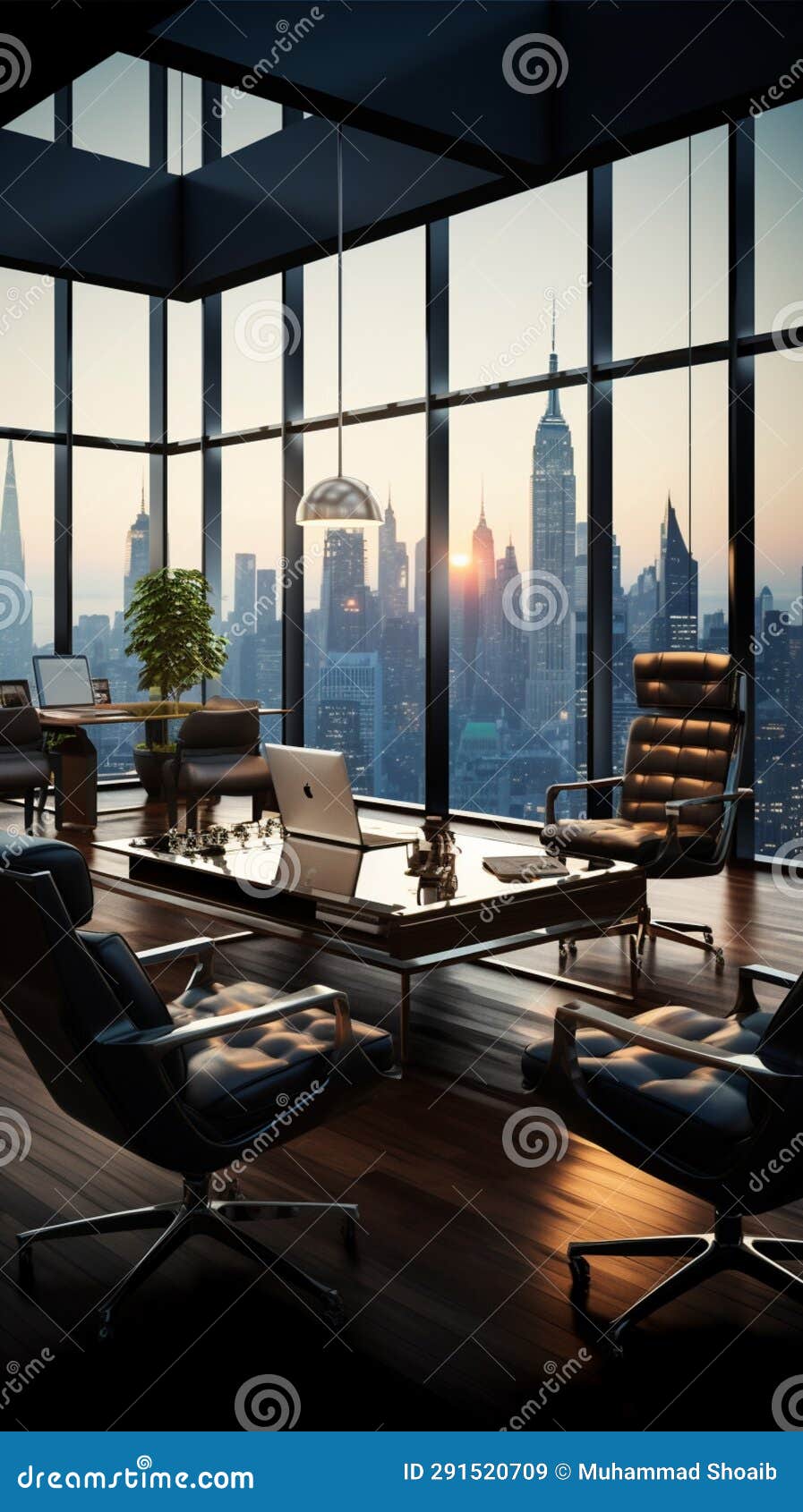 Executive Positioned within Spacious Office, Embodying Business Prowess ...