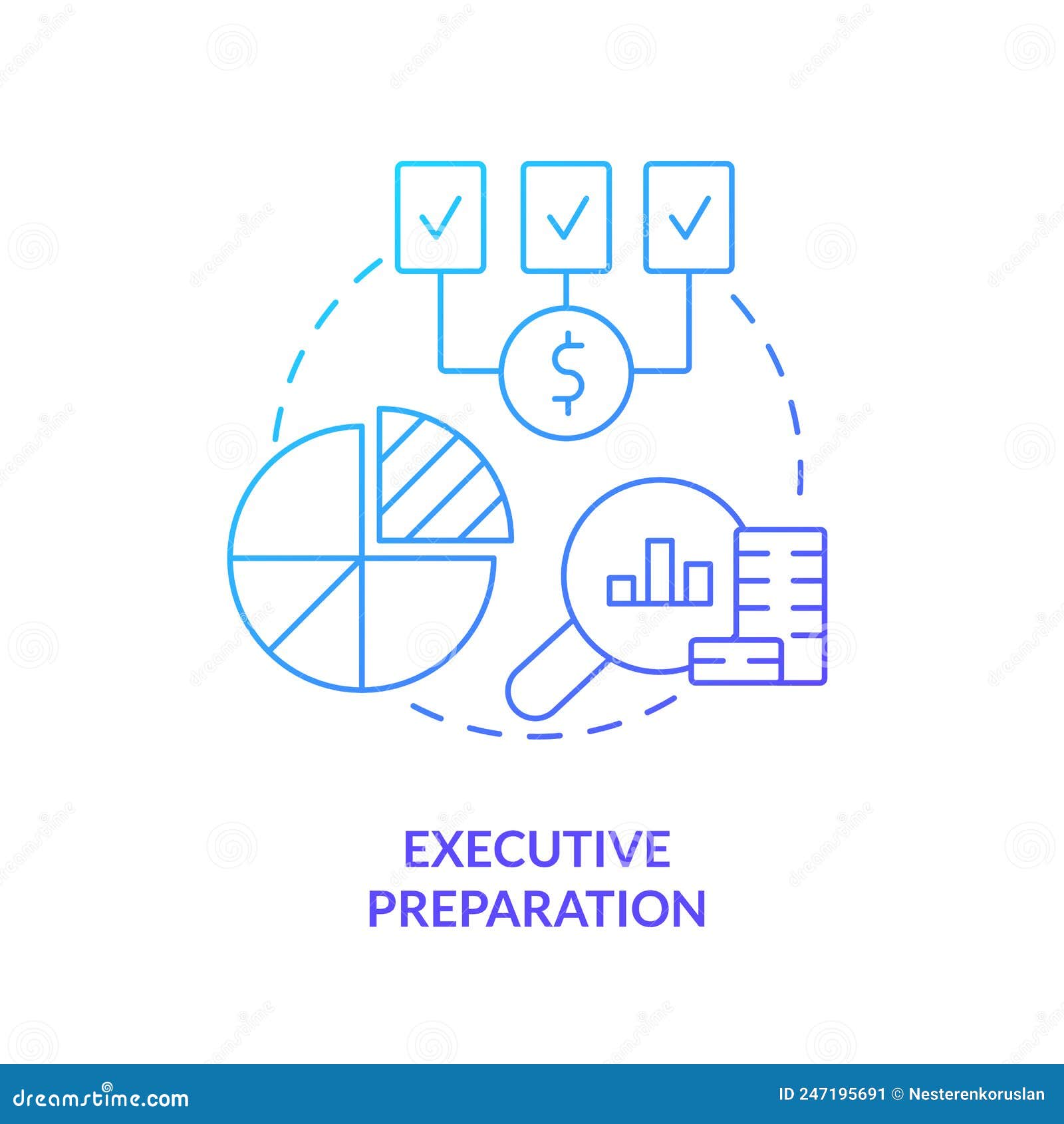 Executive Preparation Blue Gradient Concept Icon Stock Vector ...