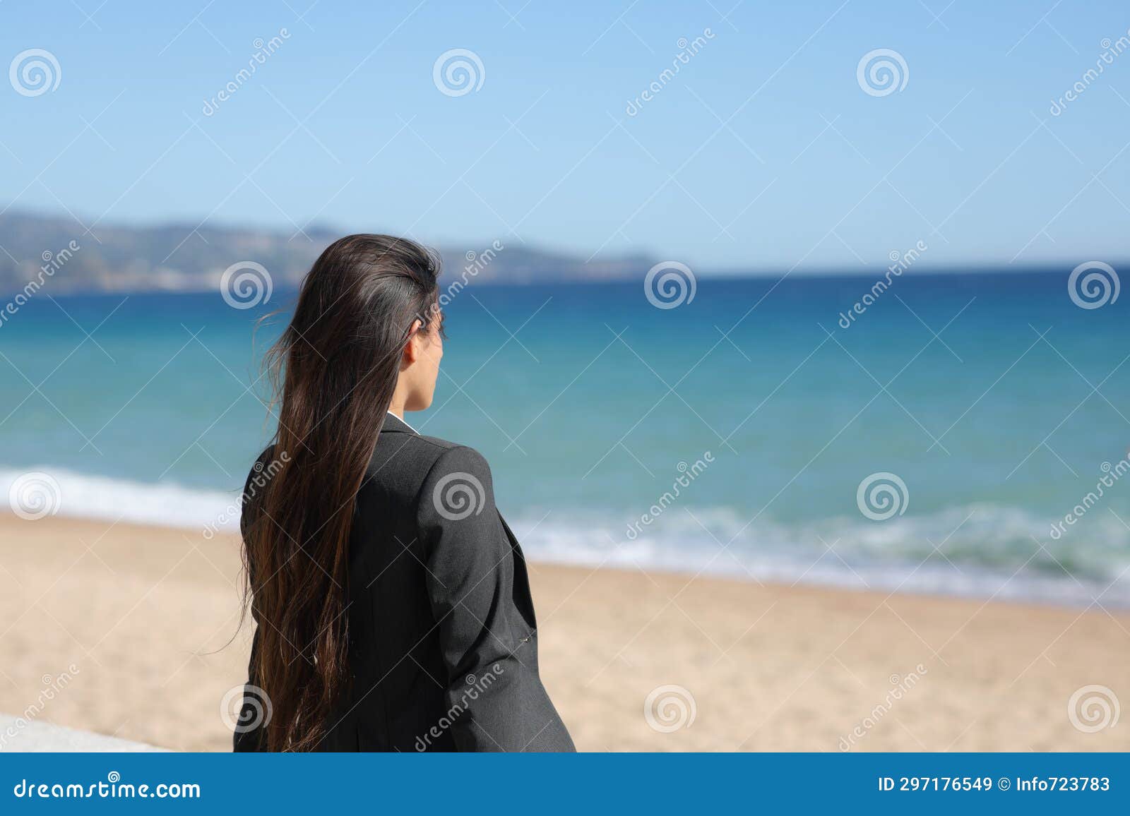 Executive Relaxing Contemplating Ocean on the Beach Stock Image - Image ...