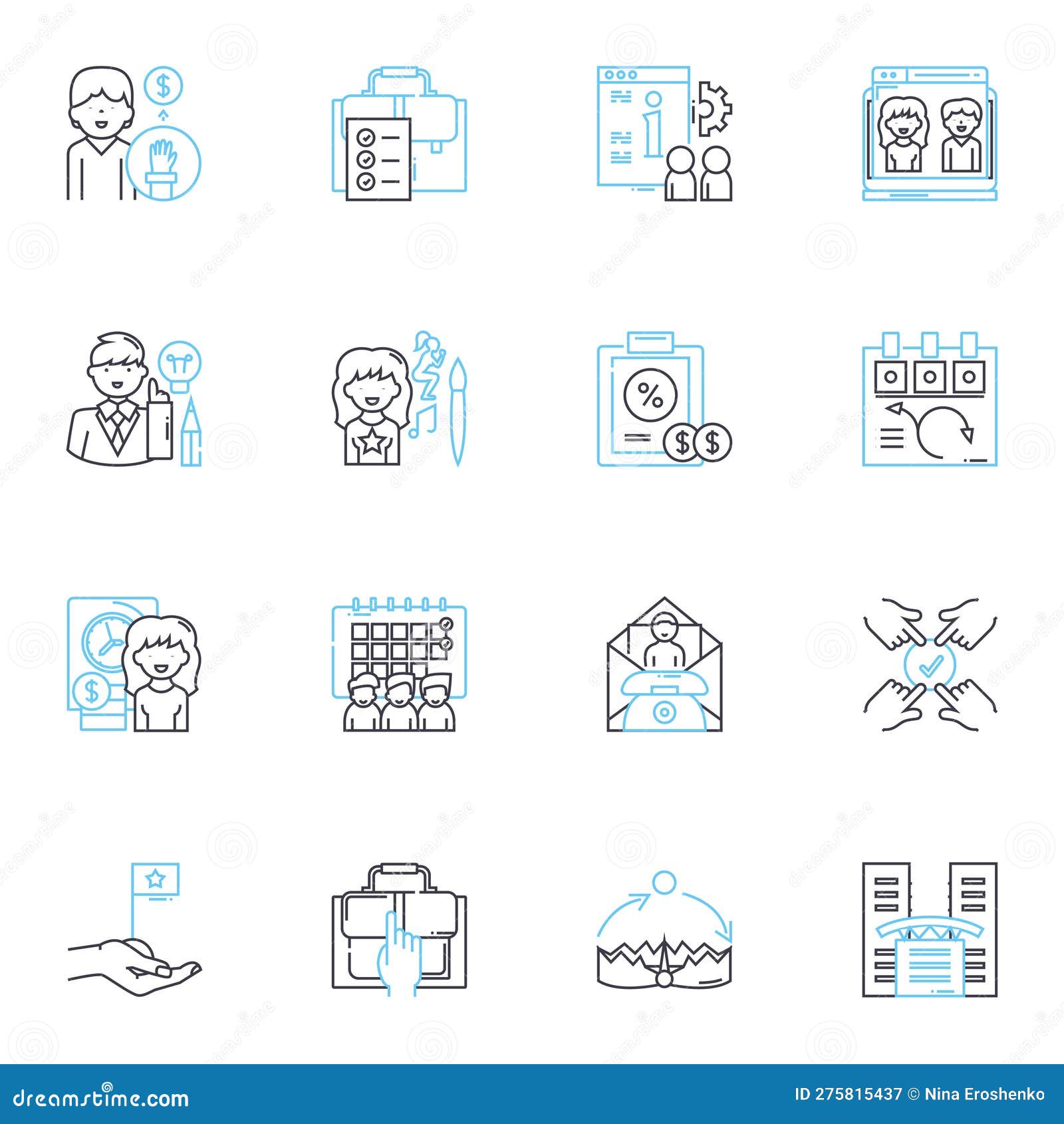 Executive Roles Linear Icons Set. Leadership, Decision-making ...