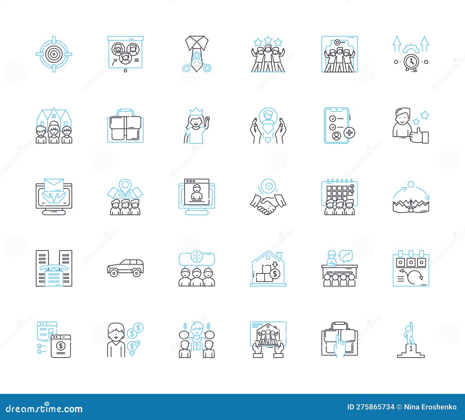 Executive Roles Linear Icons Set. Leadership, Decision-making ...