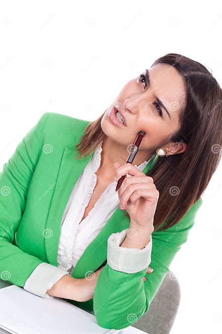 Executive Secretary Thinking Stock Image - Image of portrait, desk ...