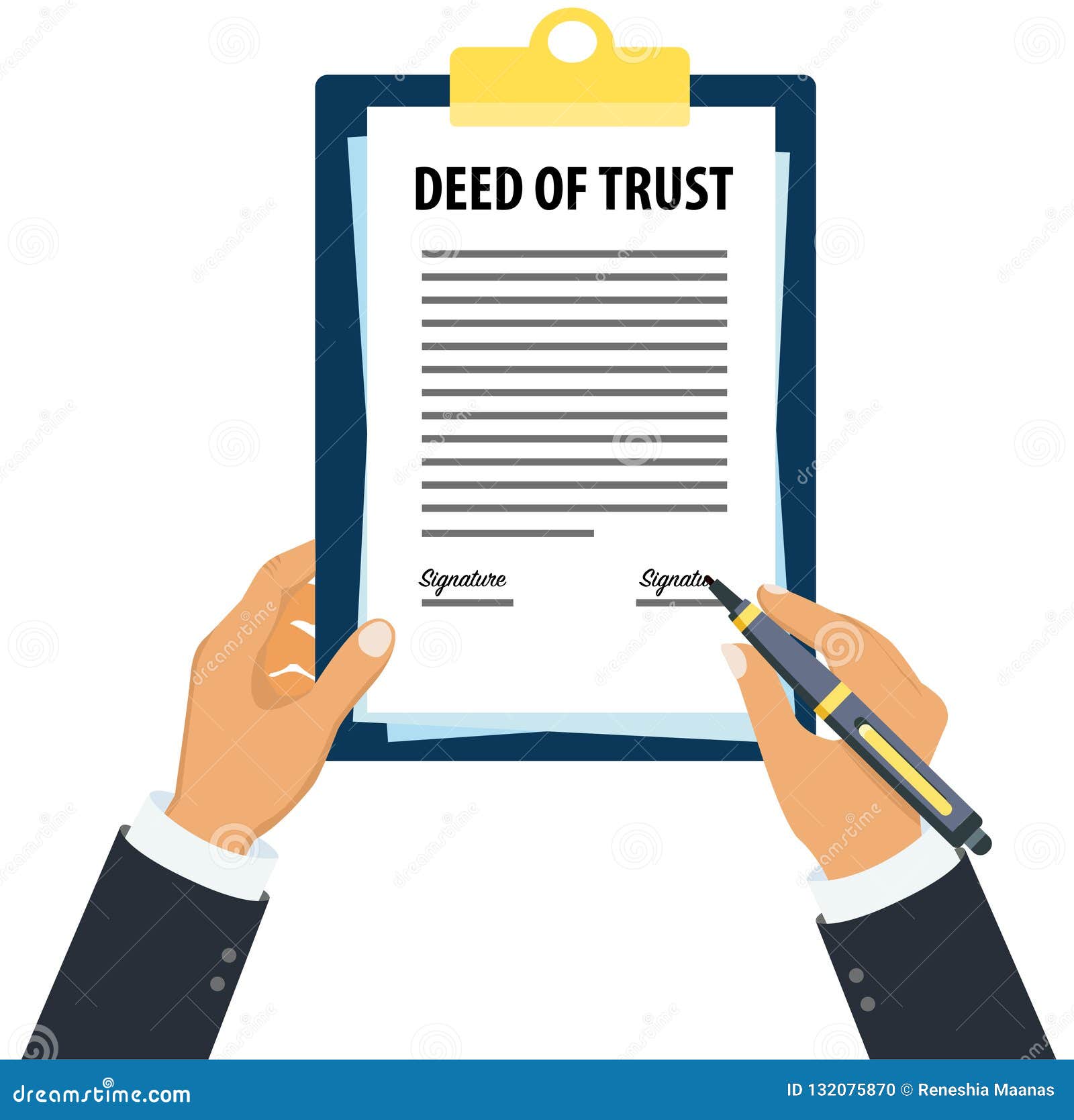 Executive Signing Deed of Trust Stock Illustration - Illustration of ...