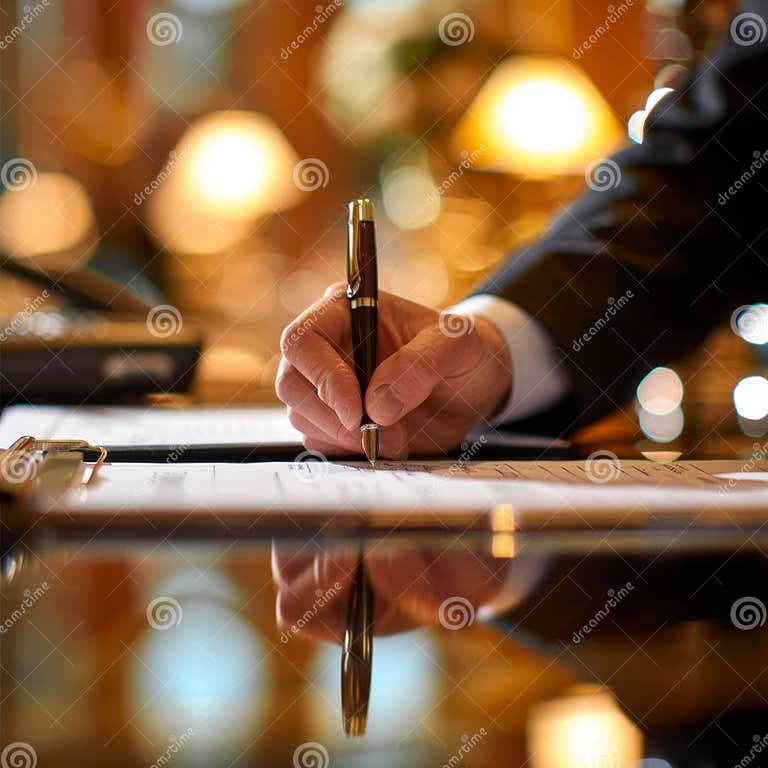 Executive Signing Important Documents. Generative Ai Stock Illustration ...