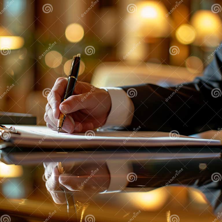 Executive Signing Important Documents. Generative Ai Stock Illustration ...