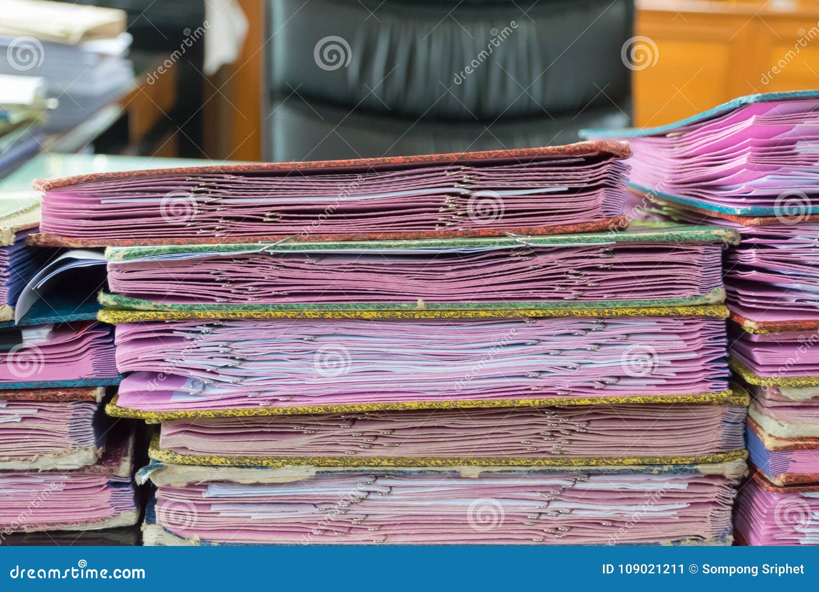 Executive Table Lot of Work Document Paper Stock Image - Image of ...