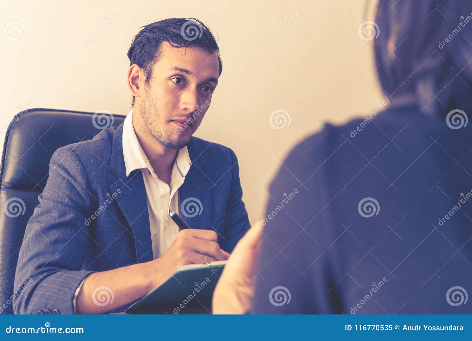 Executive Taking Note in Business Job Interview Stock Image - Image of ...