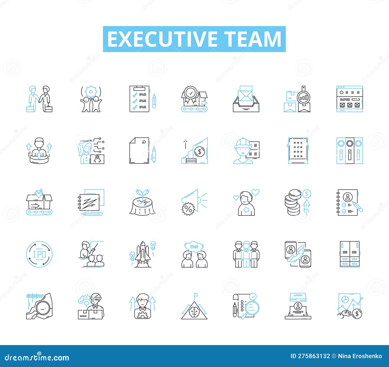 Executive Team Linear Icons Set. Leadership, Decision-making, Vision ...