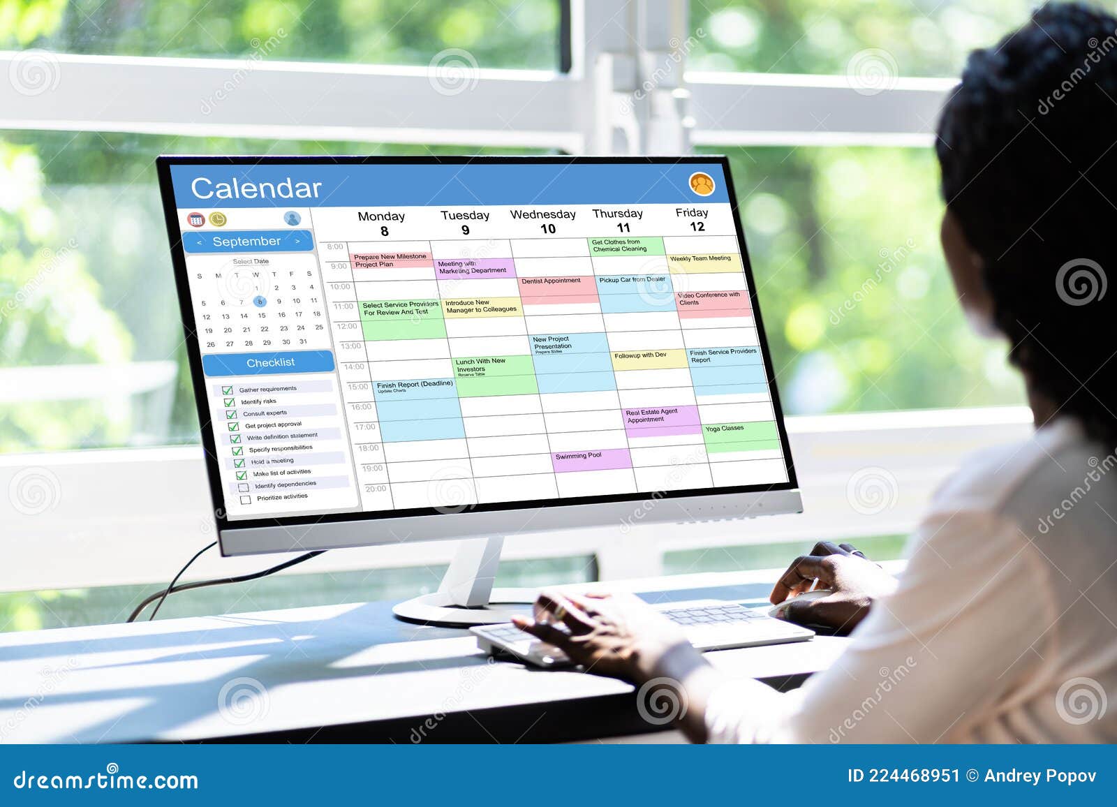 Executive Using Digital Calendar Agenda Stock Image - Image of number ...