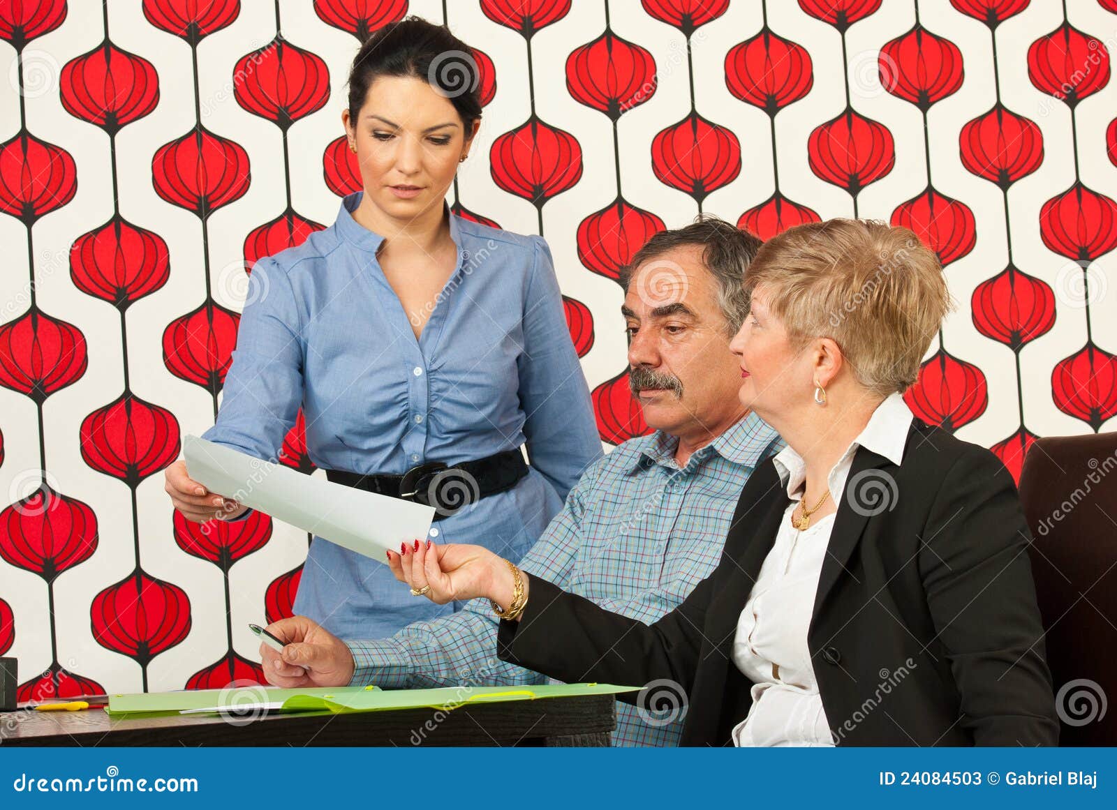 Executive Woman Giving Paper at Meeting Stock Image - Image of ...