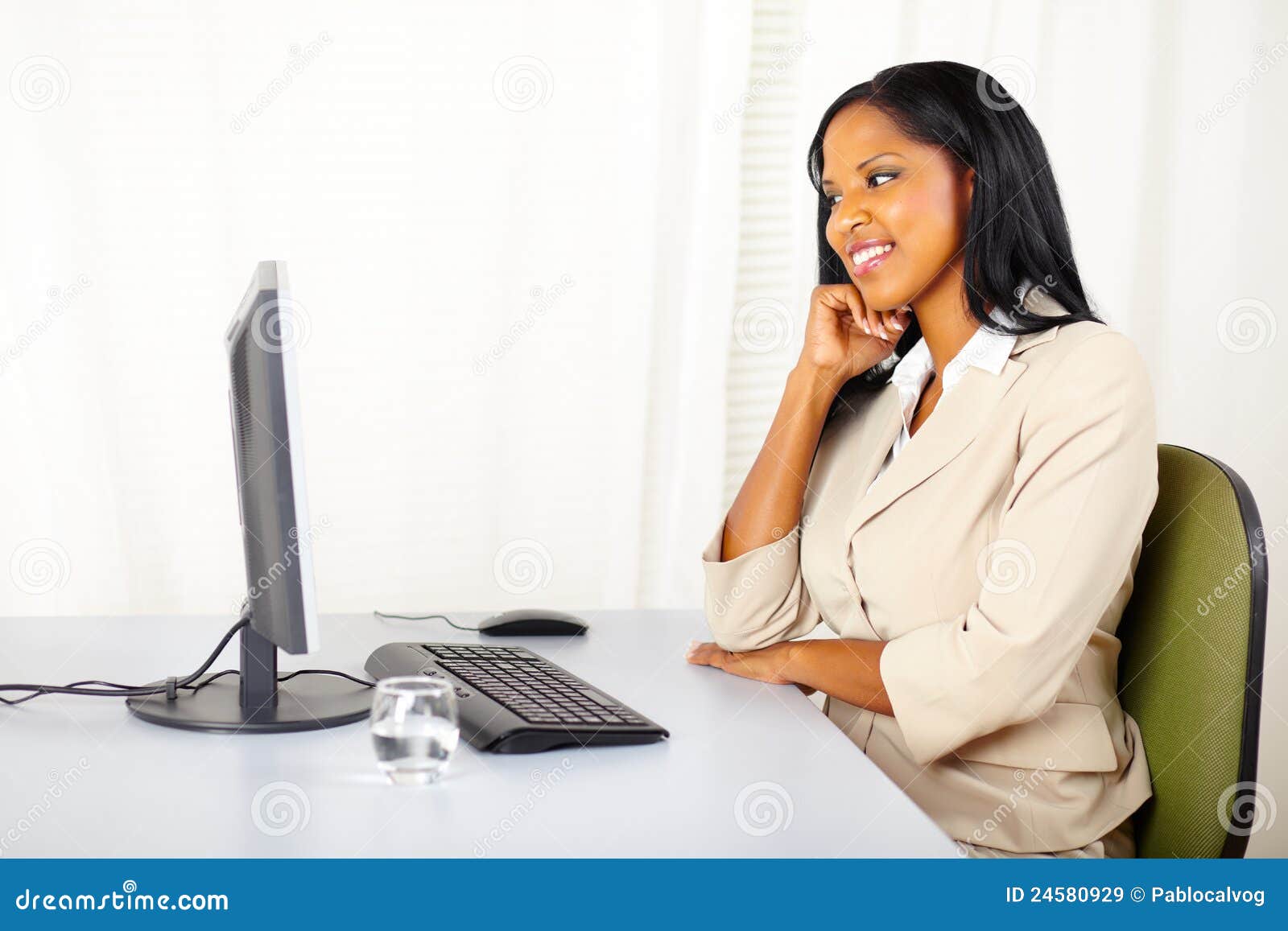 Executive Woman Looking the Computer Screen Stock Image - Image of ...
