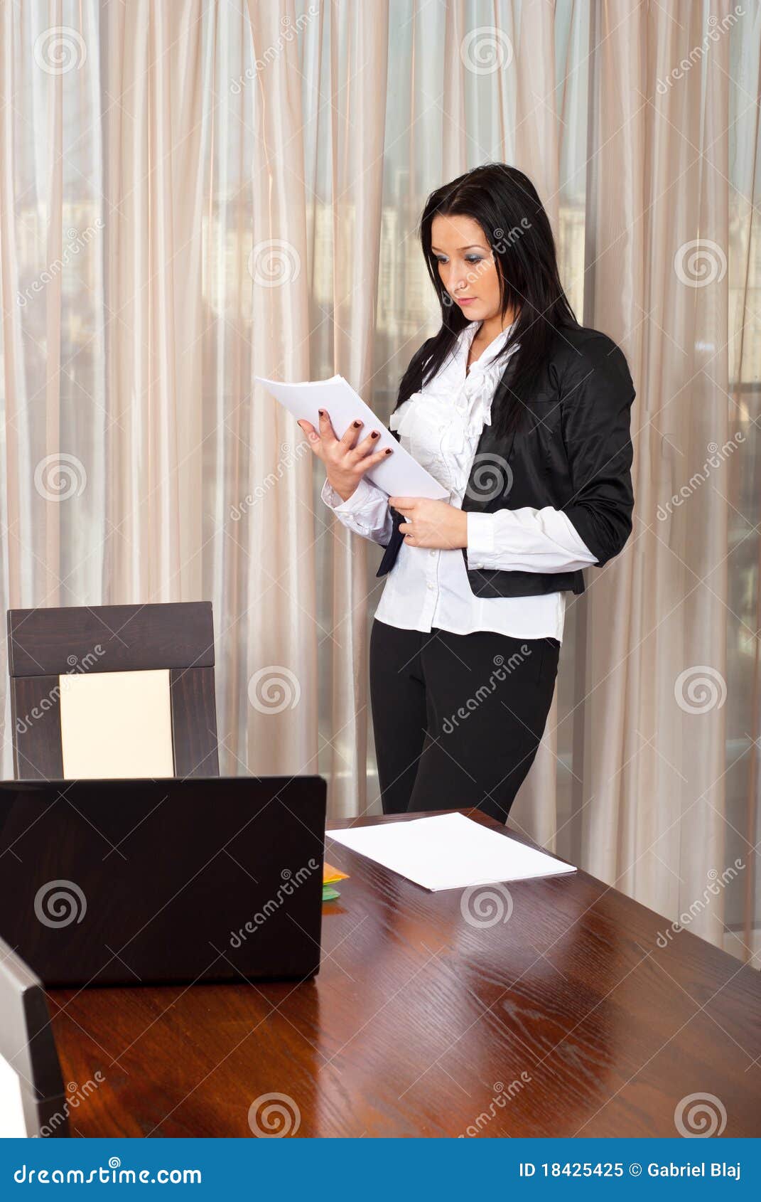 Executive Woman Reading Papers Stock Image - Image of confidence ...
