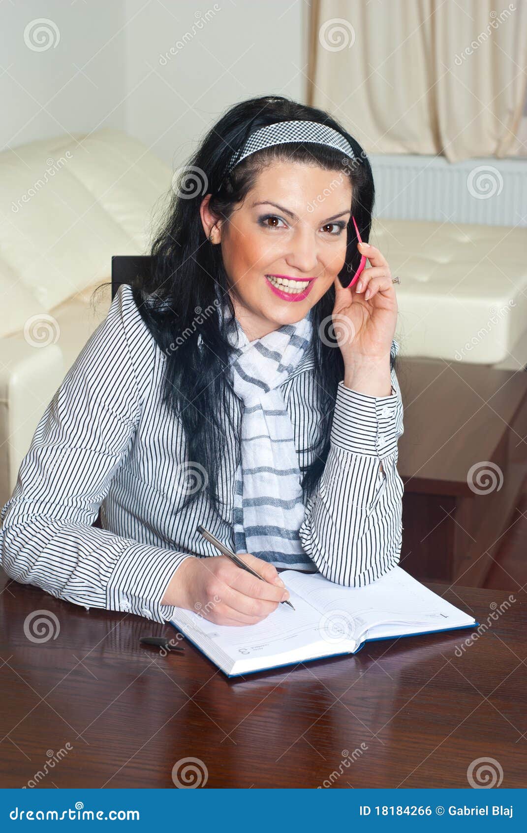 Executive Woman Working Home Stock Photo - Image of apartment, curtain ...