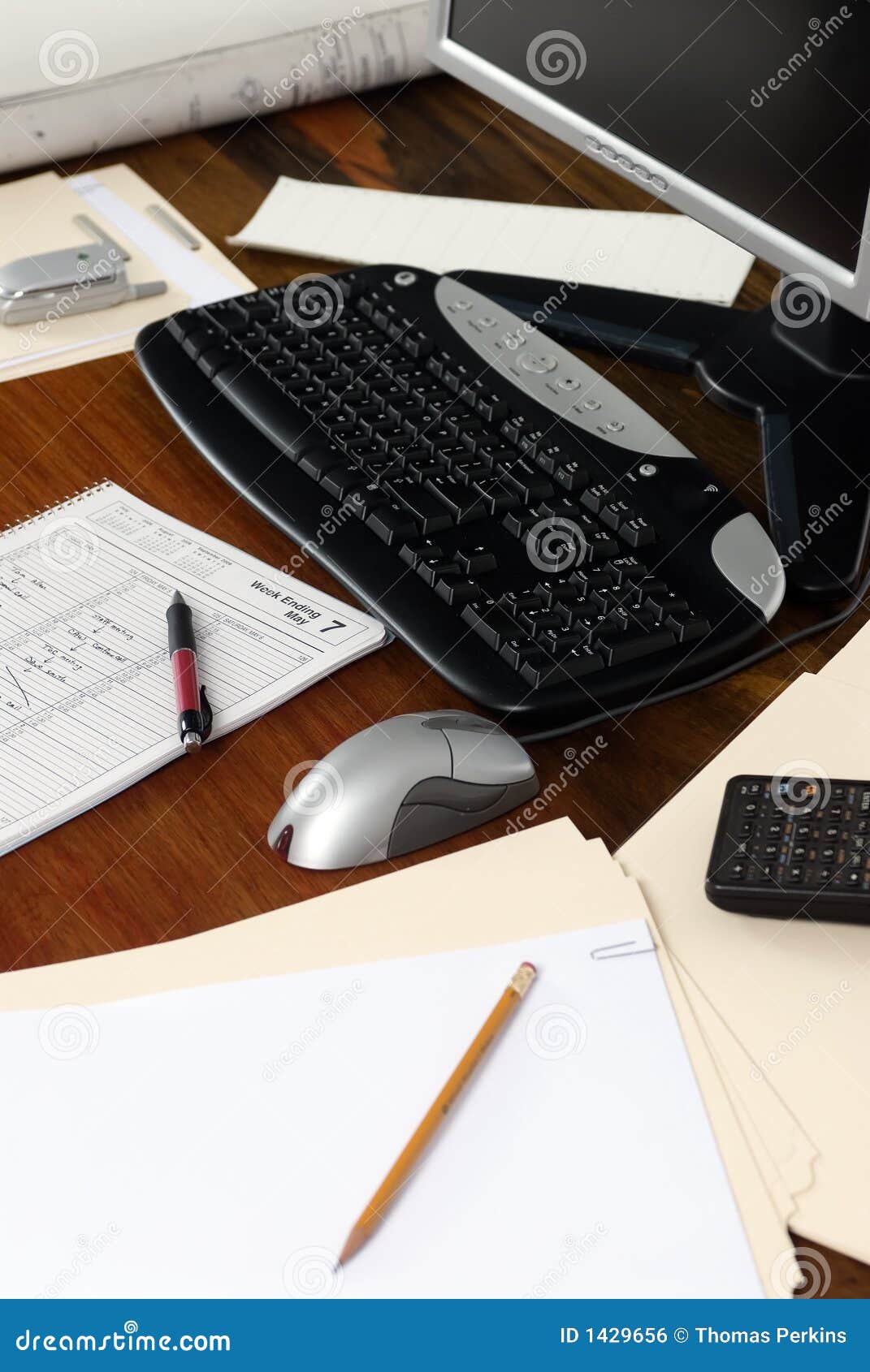 Executive Workdesk 4 stock photo. Image of drawings, computer - 1429656