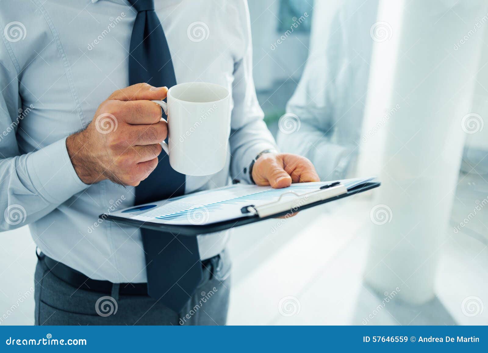 Executive Working during His Coffee Break Stock Image - Image of ...
