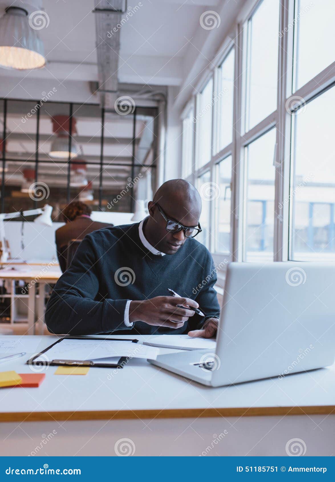 Executive Working in Office. Stock Image - Image of computer, laptop ...