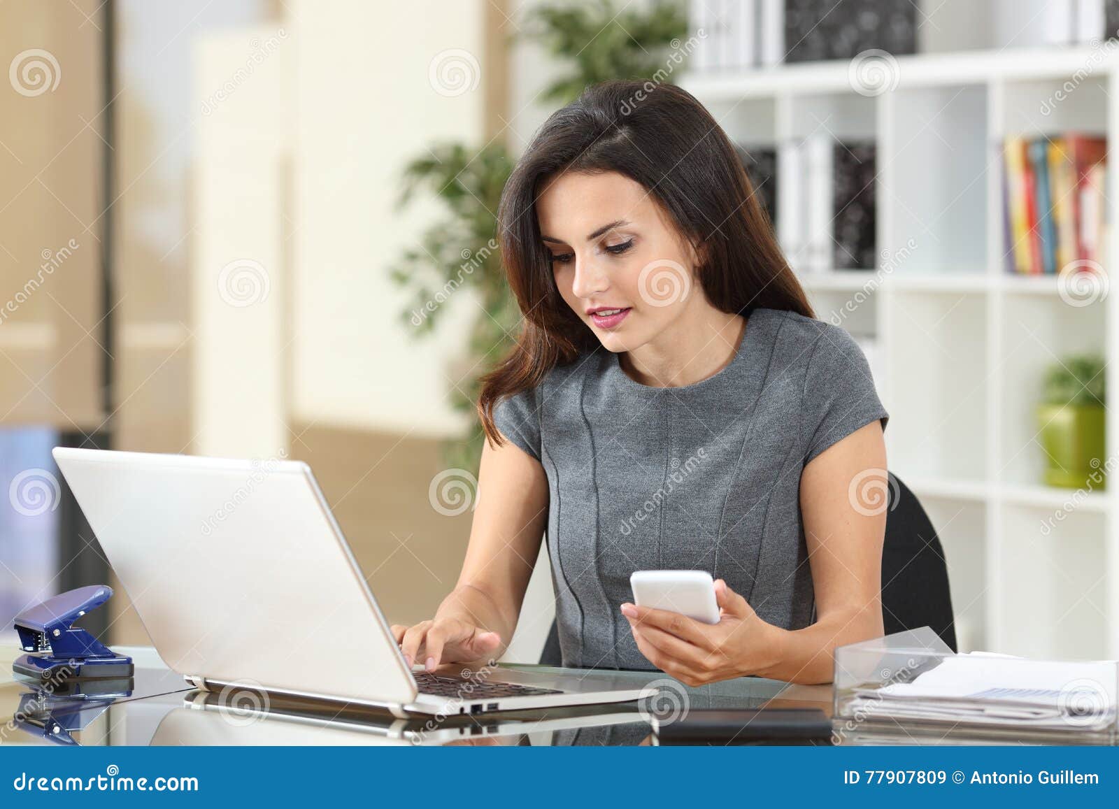 Executive Working Online with Laptop and Phone Stock Image - Image of ...