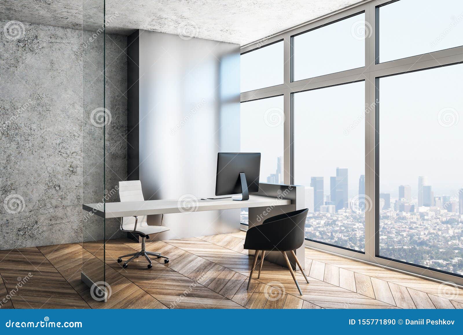 Executive Workplace in a Modern Interior Stock Illustration ...