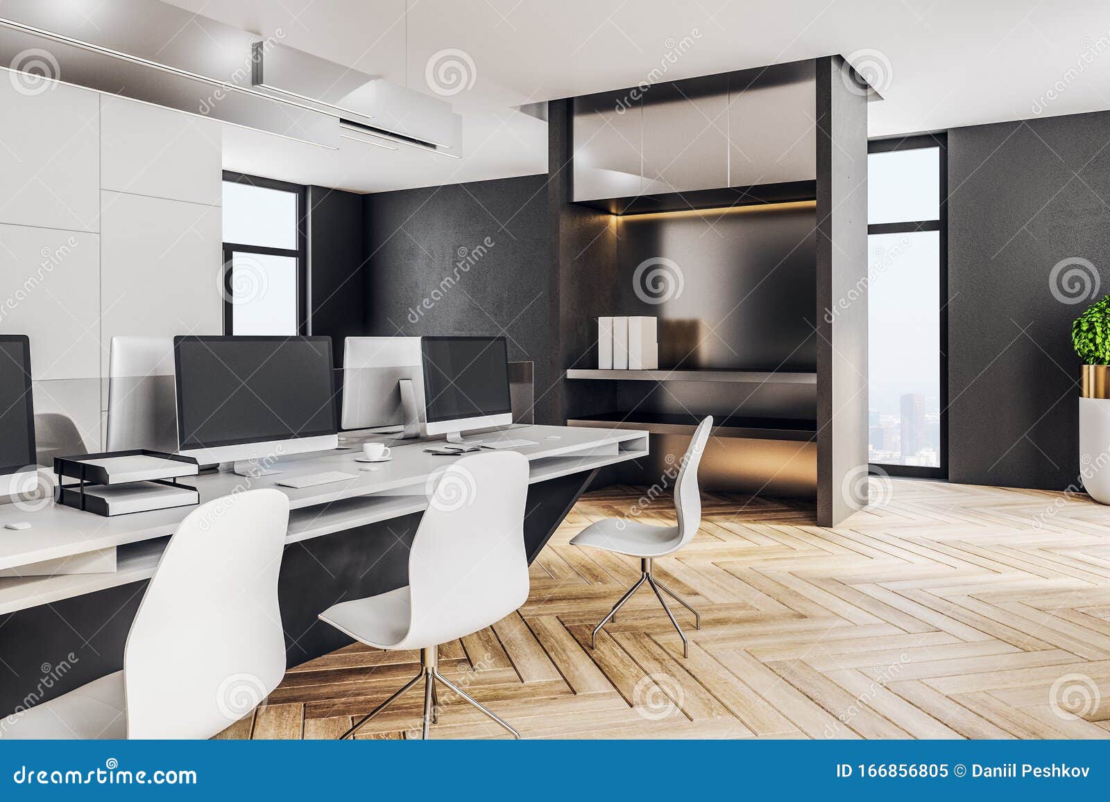 Executive workplace stock illustration. Illustration of monitor - 166856805