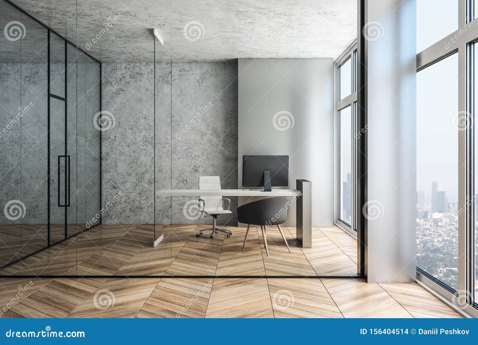 Executive Workplace in a Modern Office Interior Stock Illustration ...