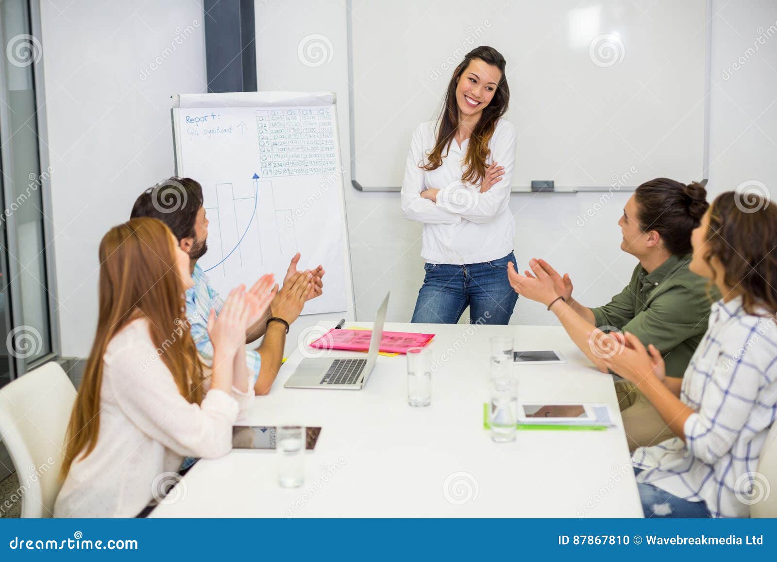 Executives Appreciating Their Colleague during Presentation in ...