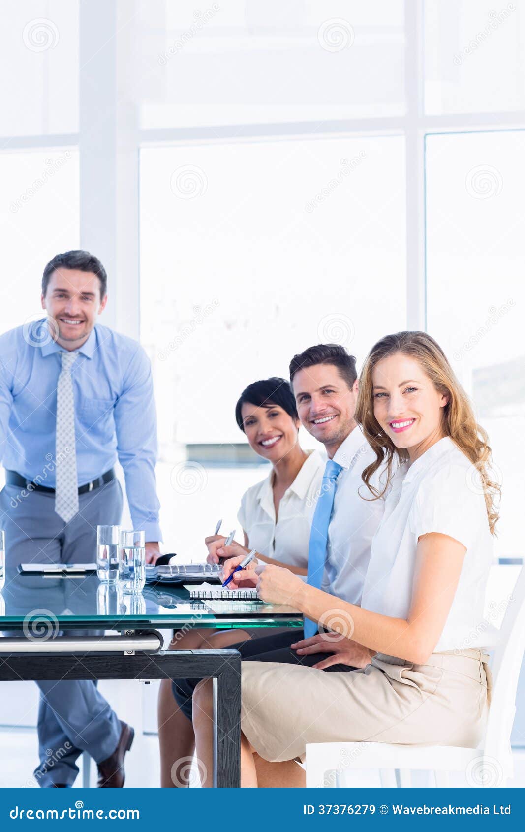 Executives Around Conference Table in Office Stock Image - Image of ...