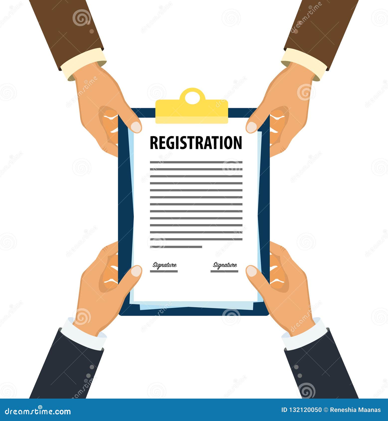Executives Handing Over Signed Registration Document Stock Illustration ...