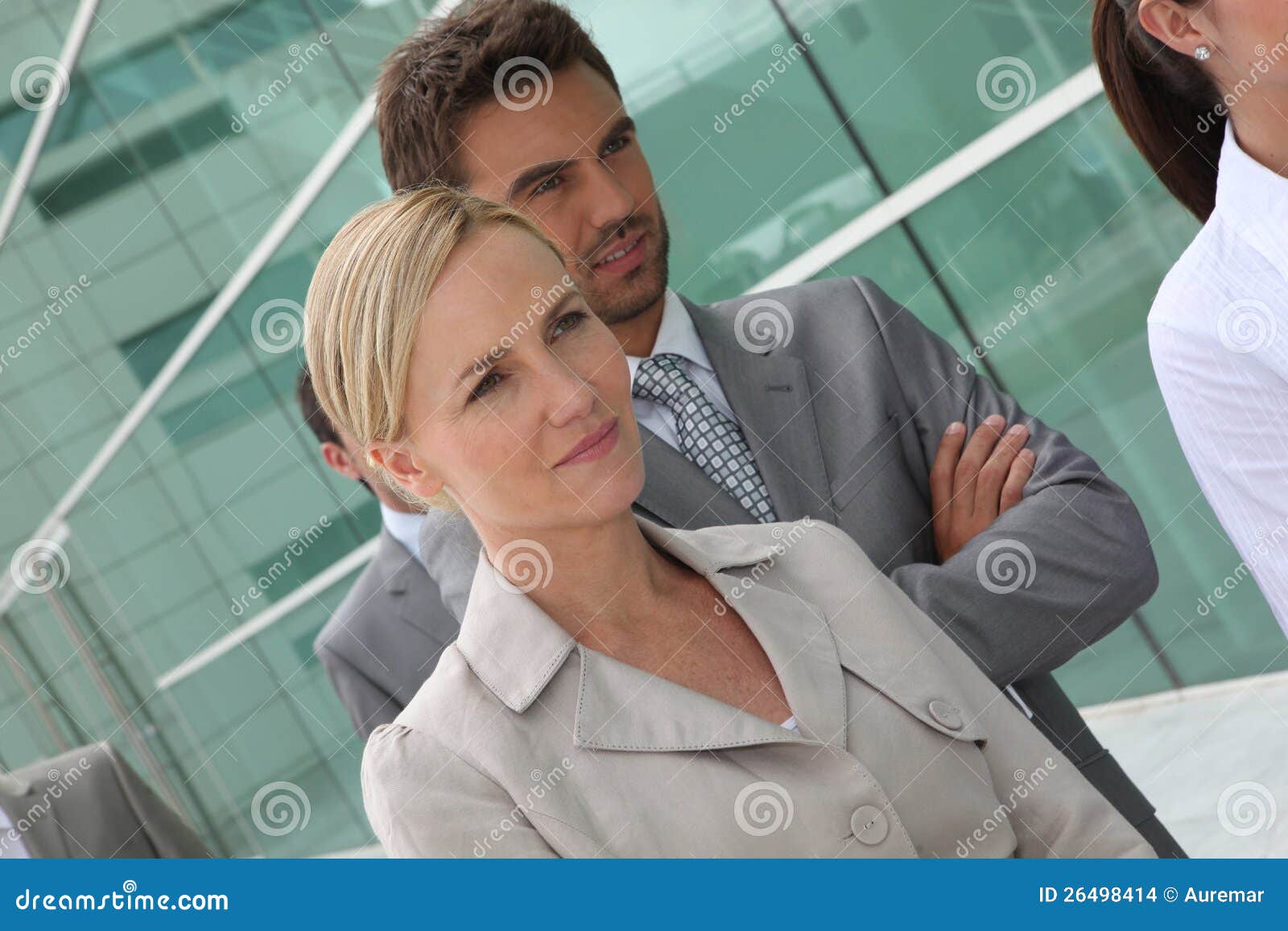 Executives Outside Office Building Stock Photo - Image of blonde ...