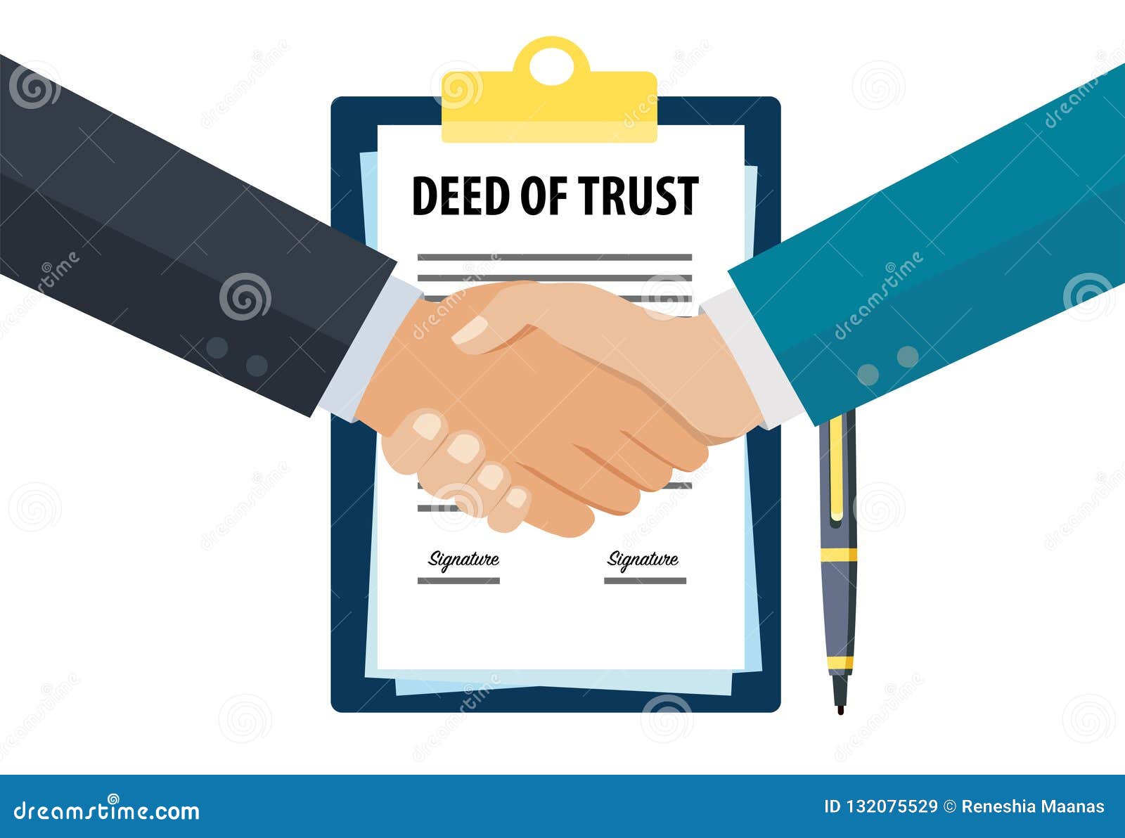 Executives Shaking Hands after Signing Deed of Trust Stock Illustration ...