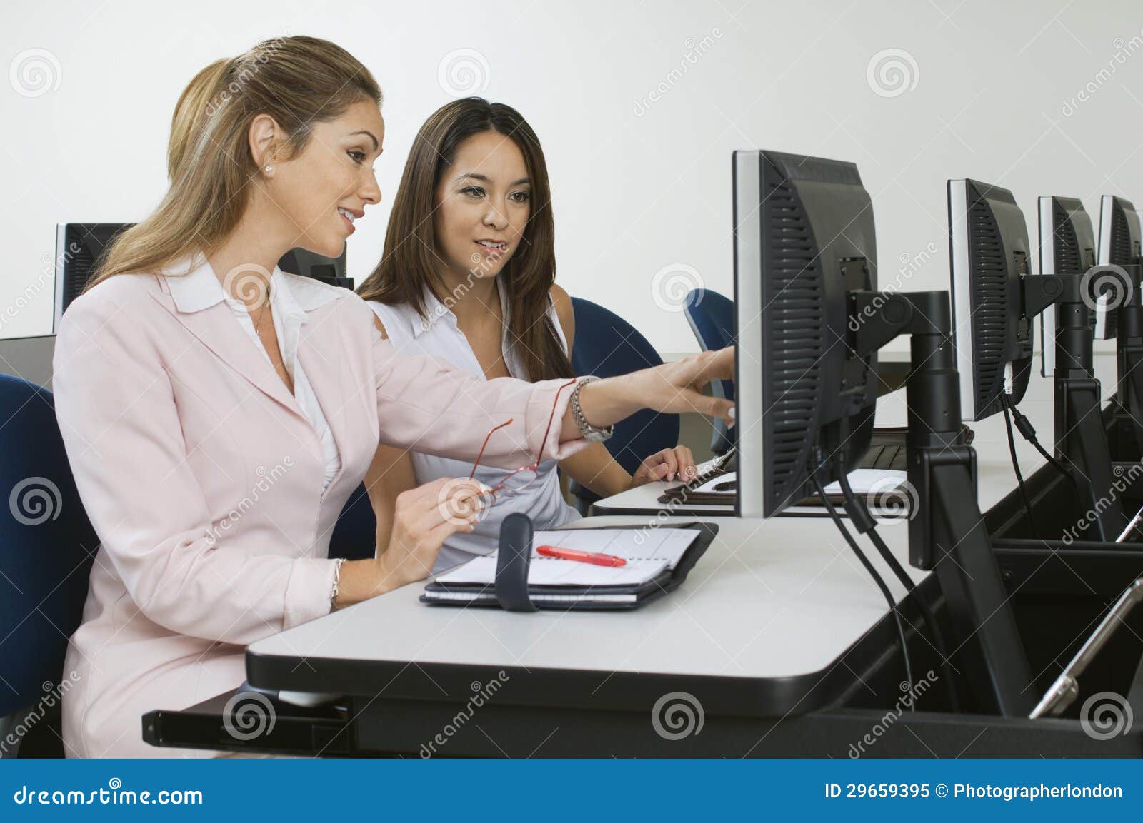 Executives Sitting in Computer Classroom Stock Image - Image of formal ...