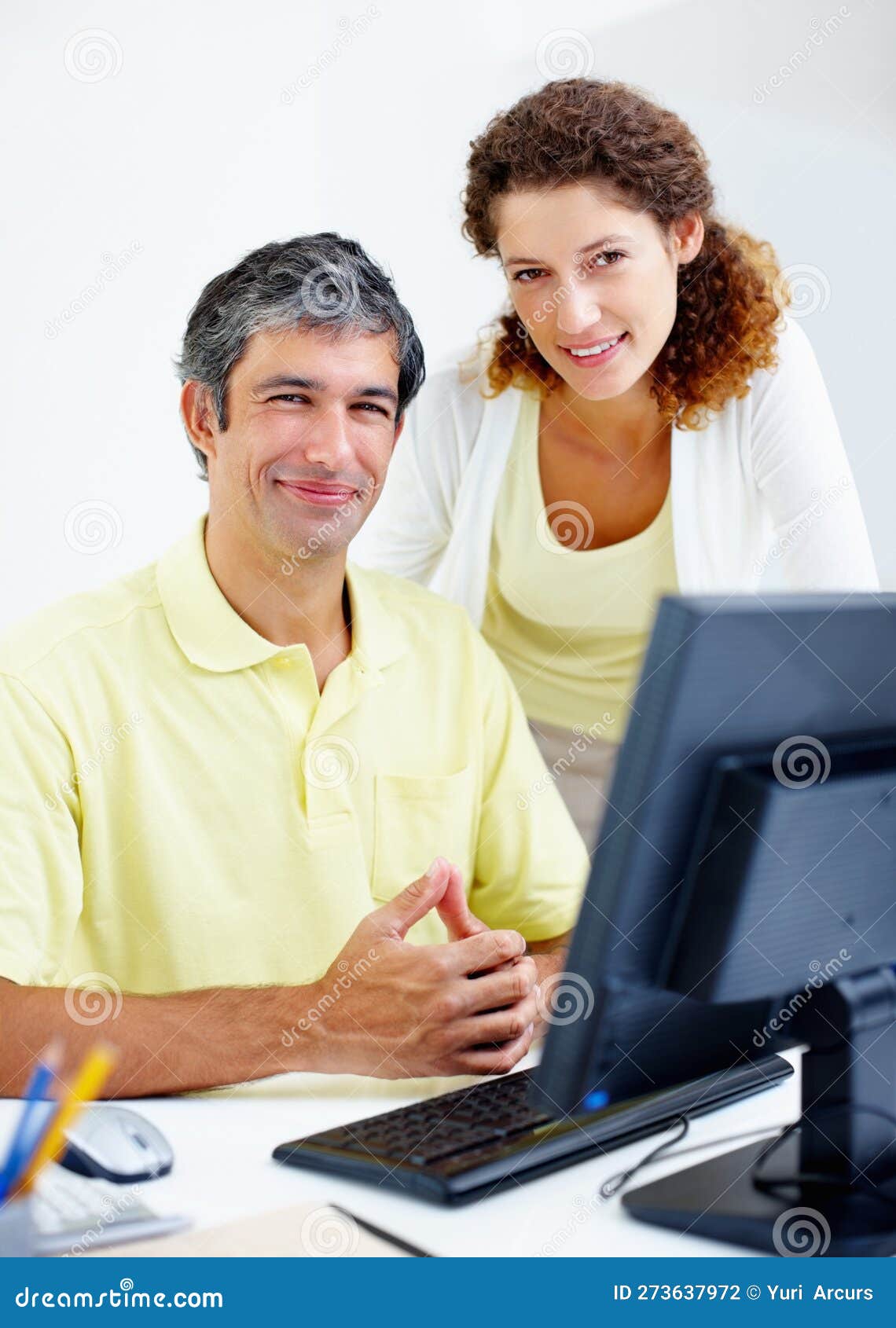 Executives Smiling. Portrait of Male and Female Executives Smiling at ...