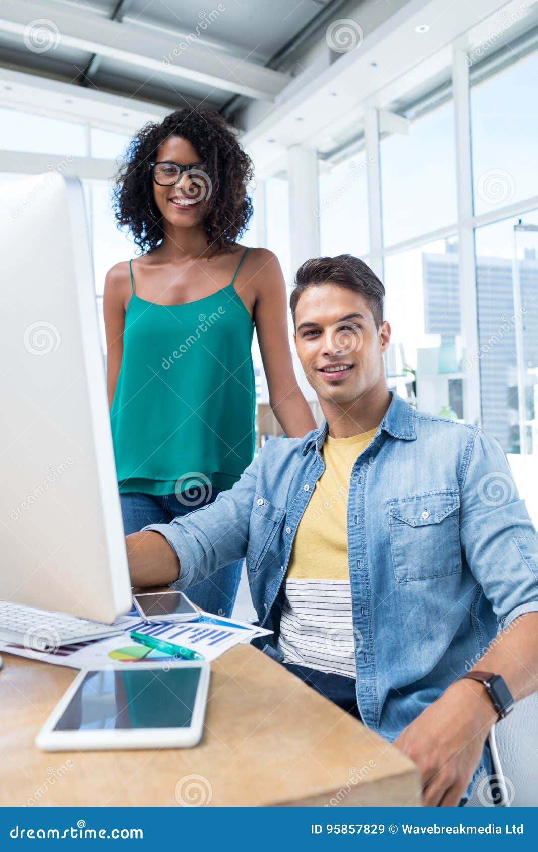 Executives Working on Computer in the Office Stock Image - Image of ...