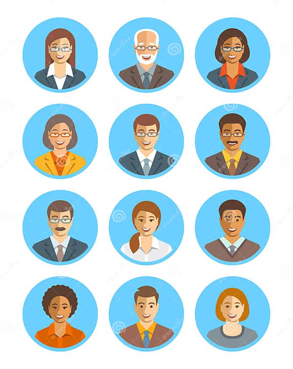 Executivos Dos Avatars Do Vetor Ajustados Ilustração Do Vetor