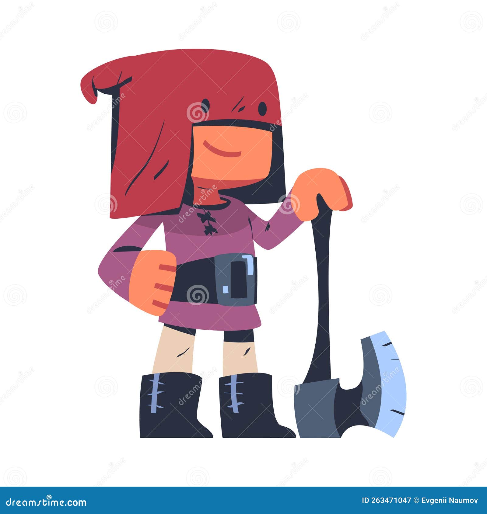 Executor or Headsman from Middle Age Wearing Red Hat with Sharp Axe ...