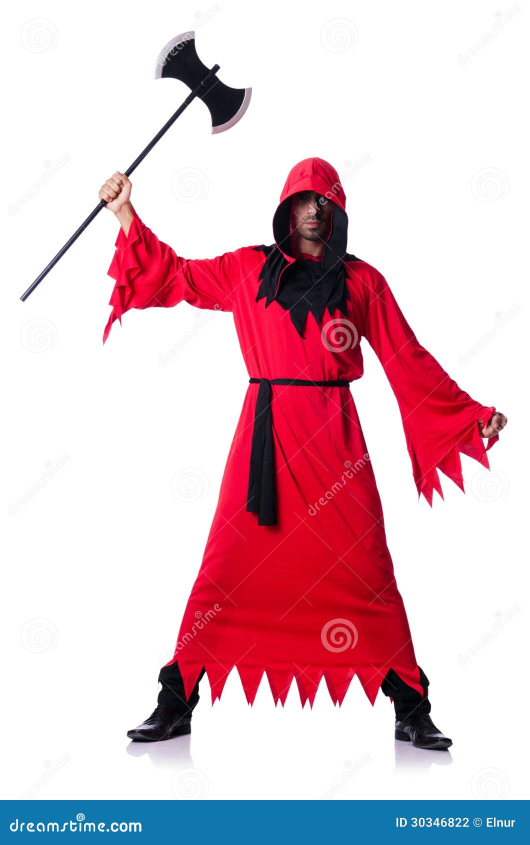 Executor No Traje Vermelho Com Machado Foto de Stock - Imagem de veste ...