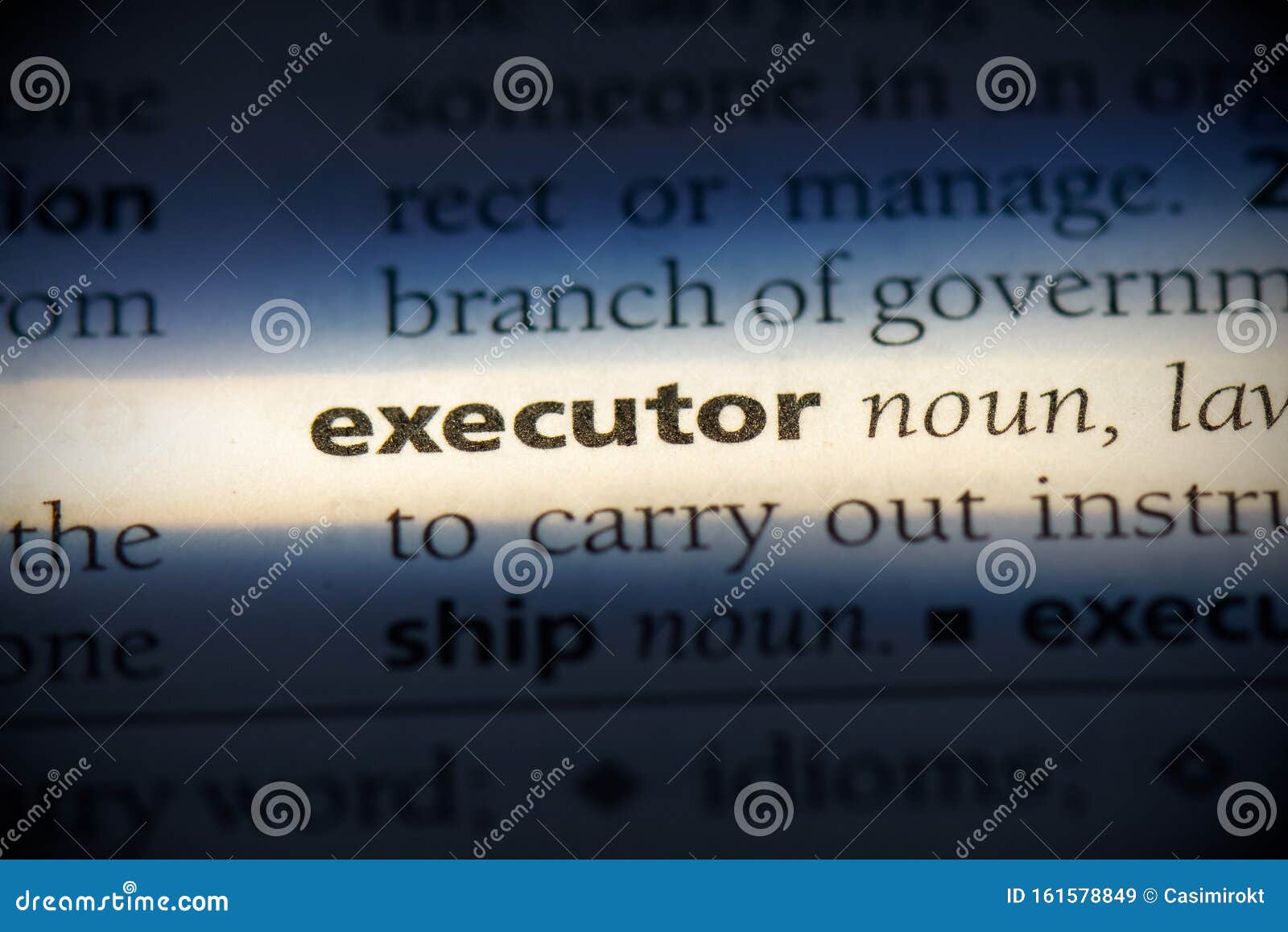 Executor stock image. Image of word, definition, page - 161578849