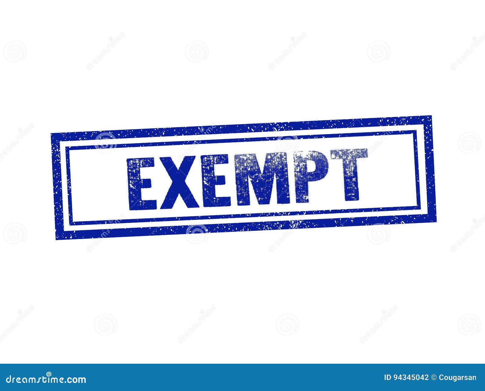 EXEMPT Blue Stamp Seal Text Message on White Background Stock Vector ...