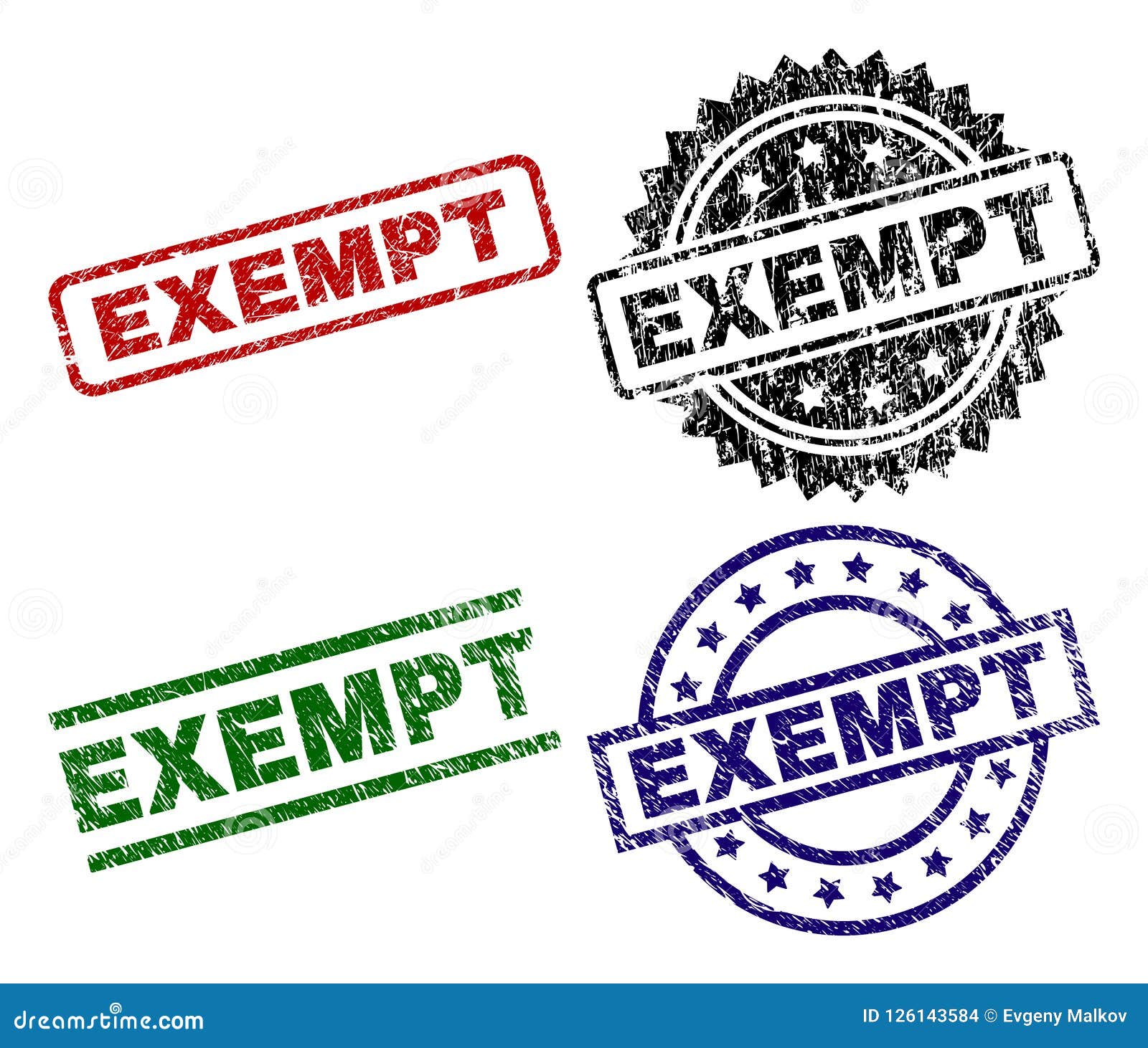 Damaged Textured EXEMPT Stamp Seals Stock Vector - Illustration of ...