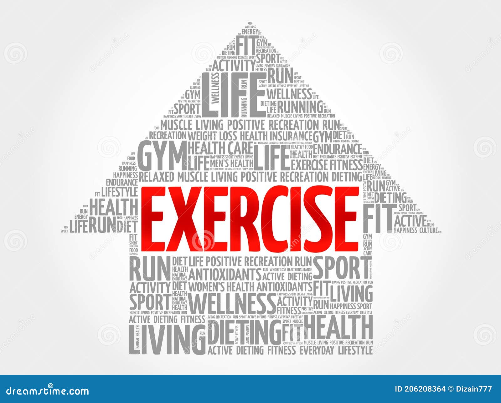 EXERCISE arrow word cloud stock illustration. Illustration of health ...
