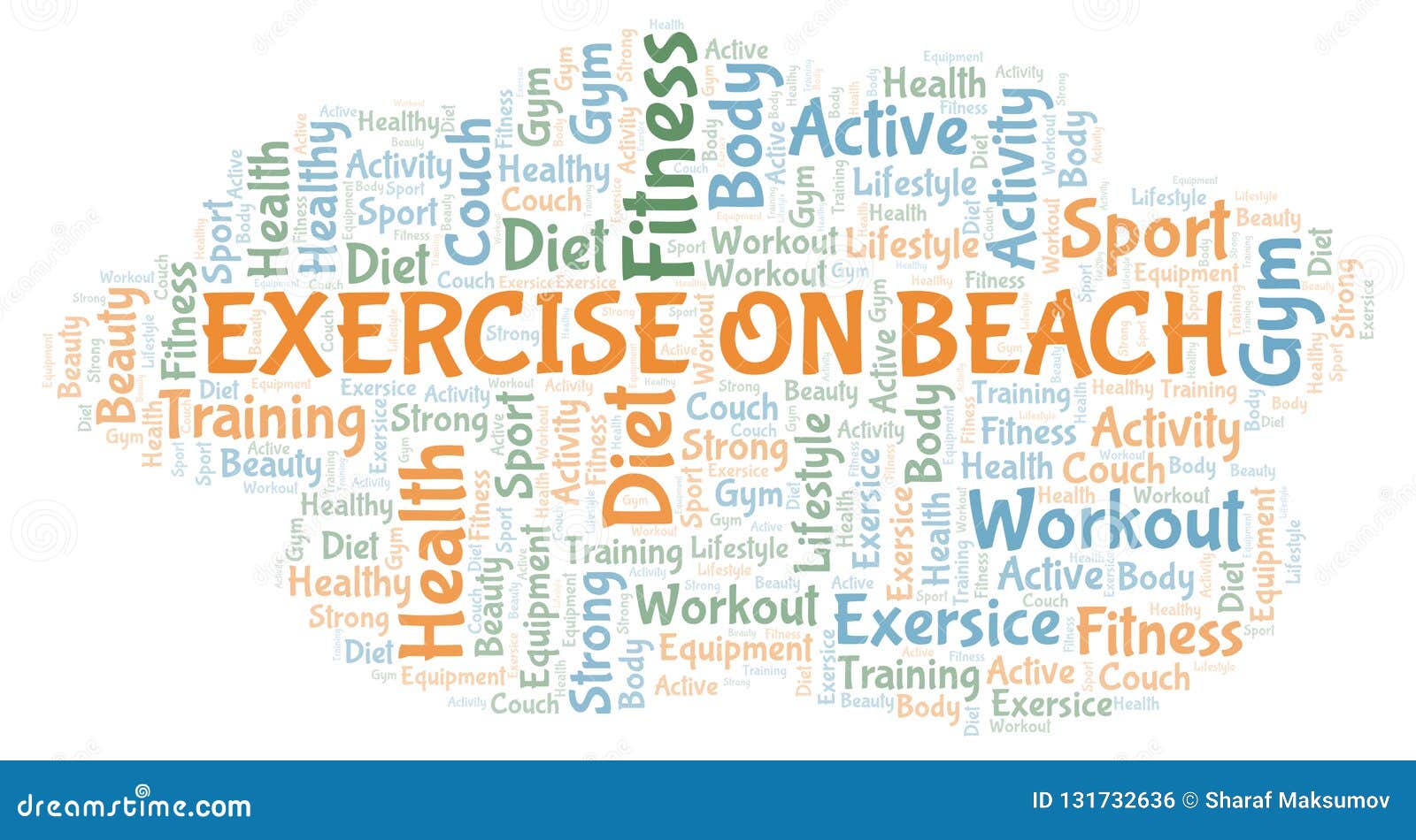 Exercise On Beach Word Cloud Wordcloud Made With Text Only Stock