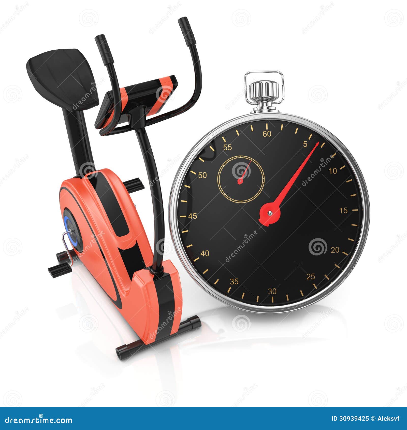 Exercise Bike and Stopwatch Stock Illustration - Illustration of ...