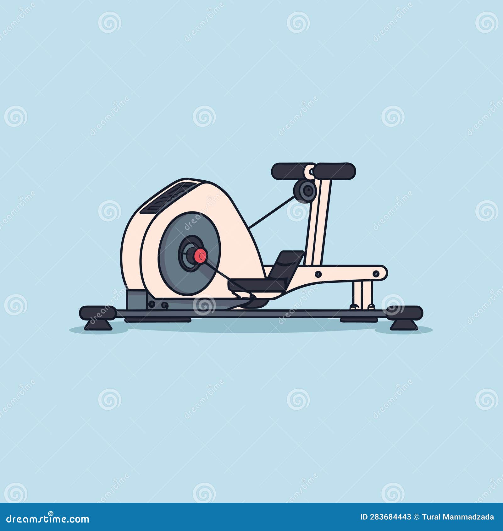 Vector of an Exercise Bike with Wheels on a Blue Background Stock ...