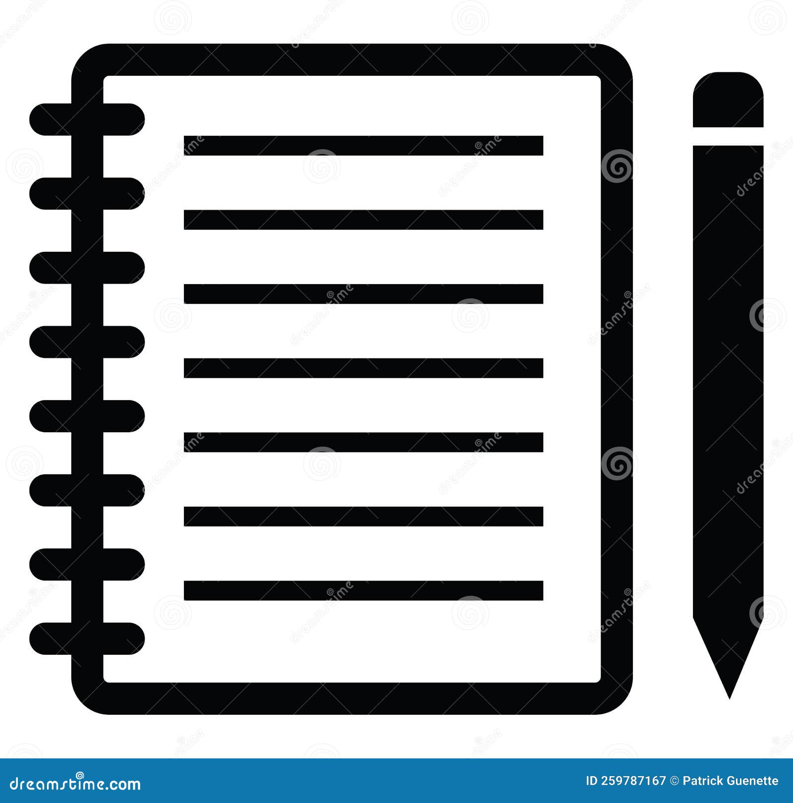 Exercise book, icon stock vector. Illustration of list - 259787167