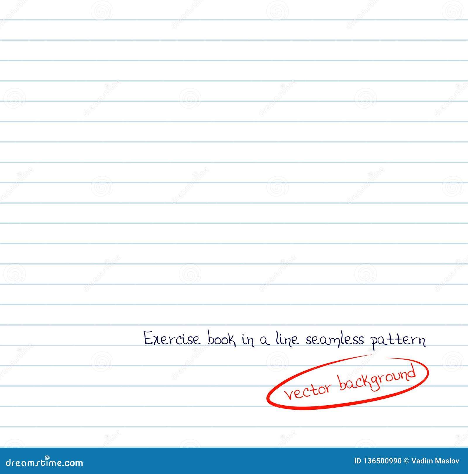 Exercise Book in a Line. Seamless Pattern. Stock Vector - Illustration ...