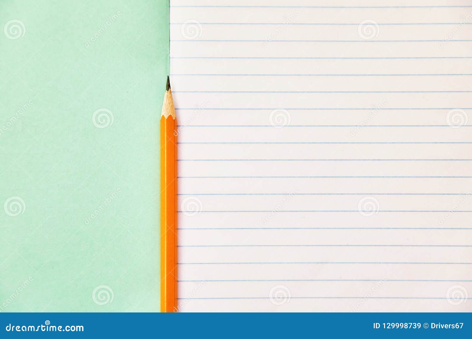 Exercise book with pencil. stock image. Image of distressed - 129998739
