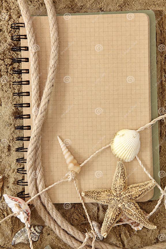 Exercise Book and Sea Stars Stock Image - Image of background, closeup ...