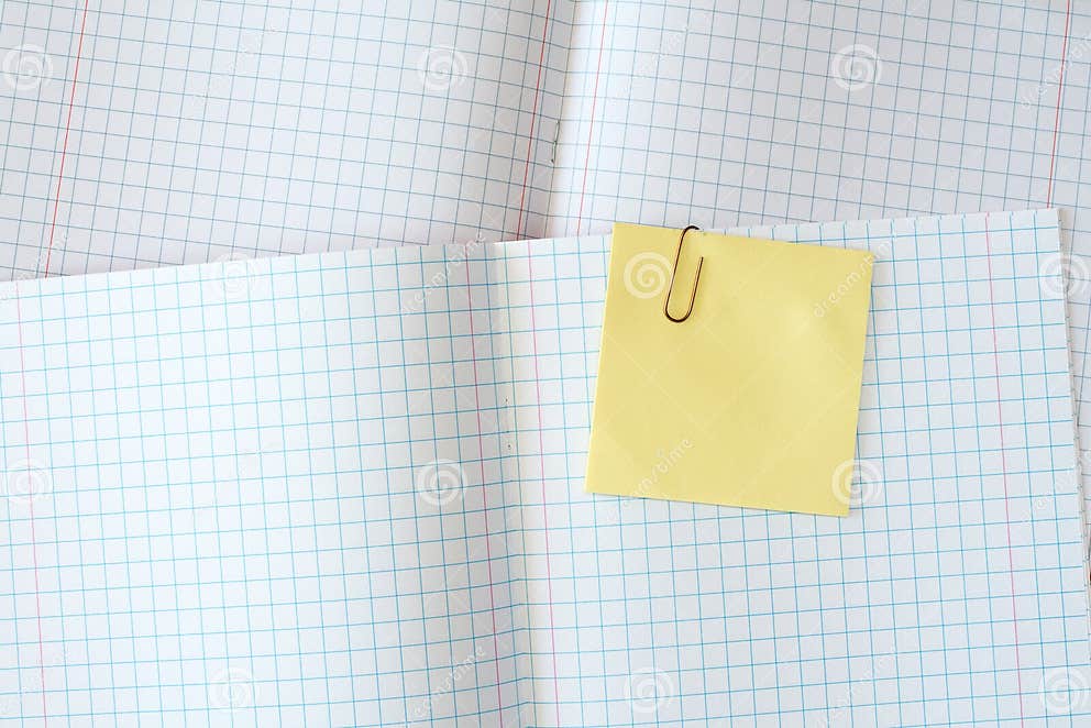 Exercise Book with Yellow Sticky Note Stock Image - Image of education ...