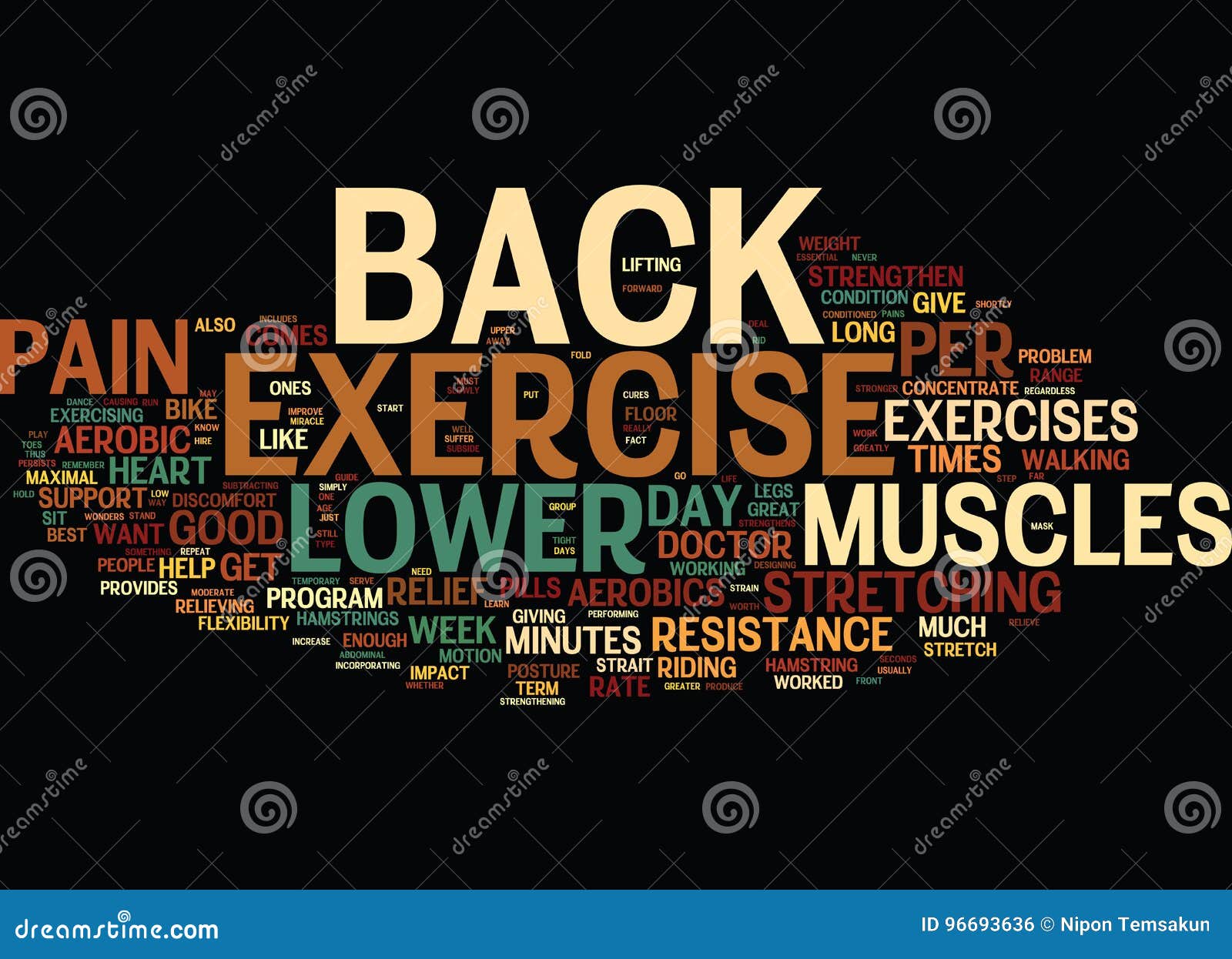 Exercise Can Help Relieve Lower Back Pain Text Background Word Cloud ...