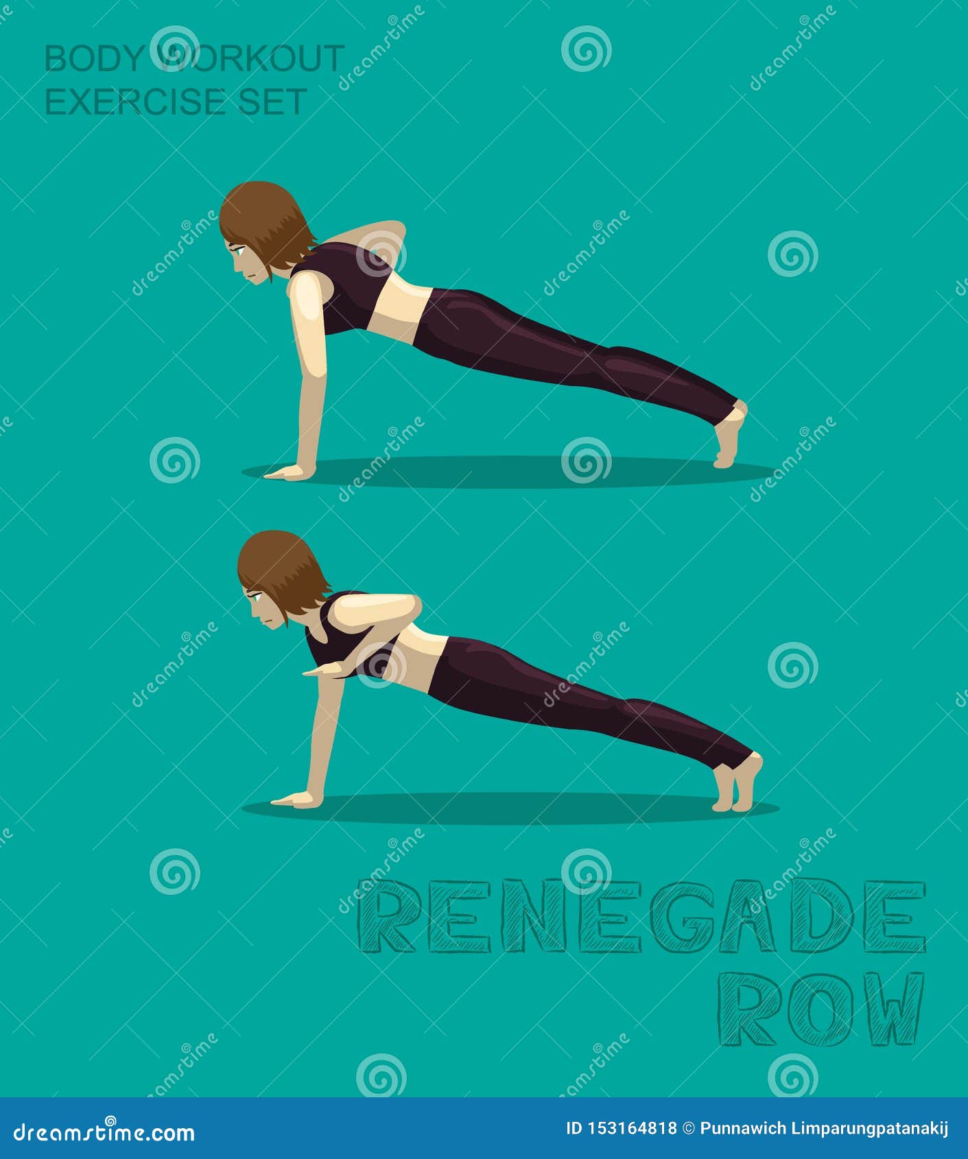 Renegade Row Body Workout Exercise Set Manga Cartoon Vector Stock ...