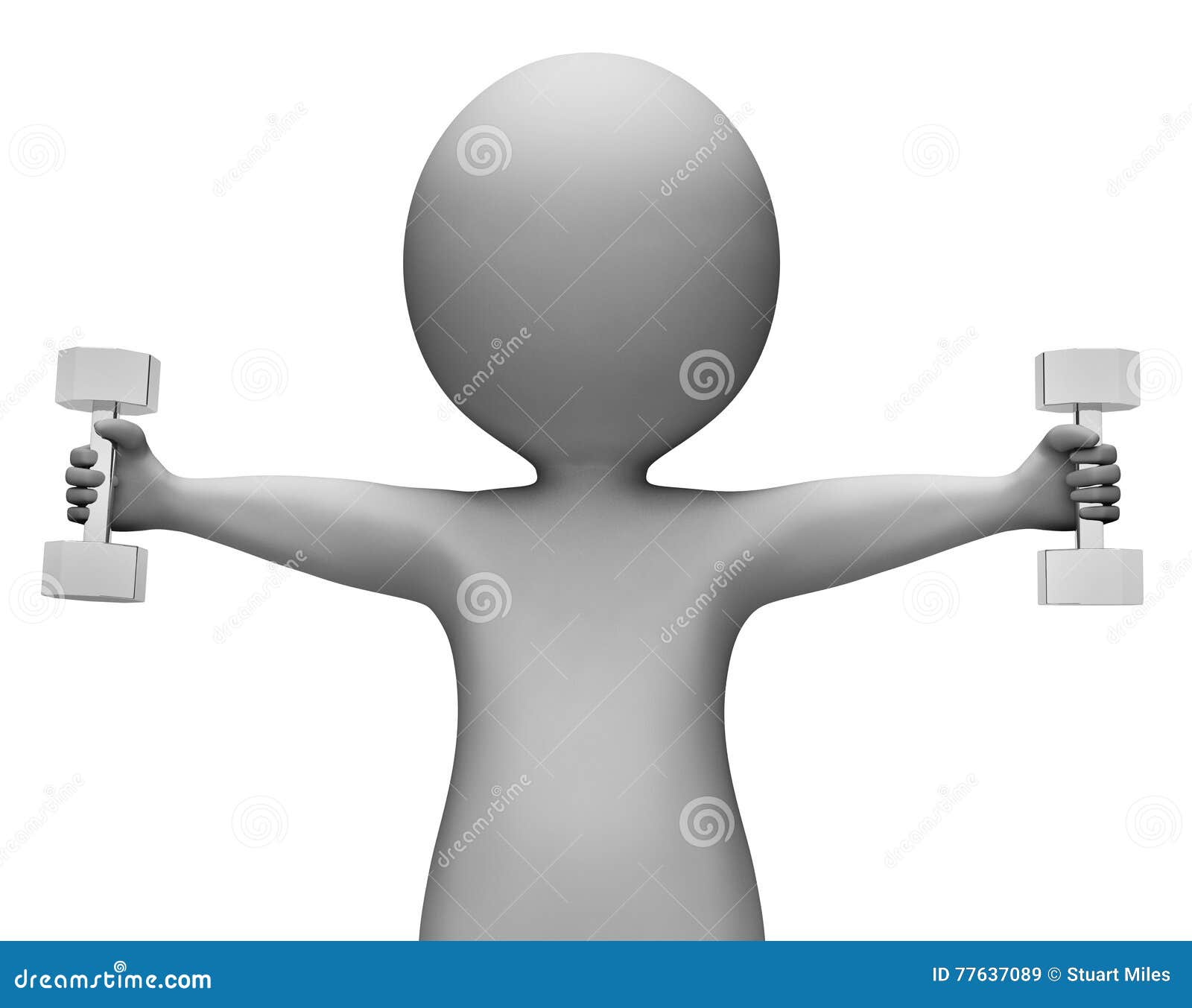 Exercise Character Represents Getting Fit and Dumbell 3d Rendering ...